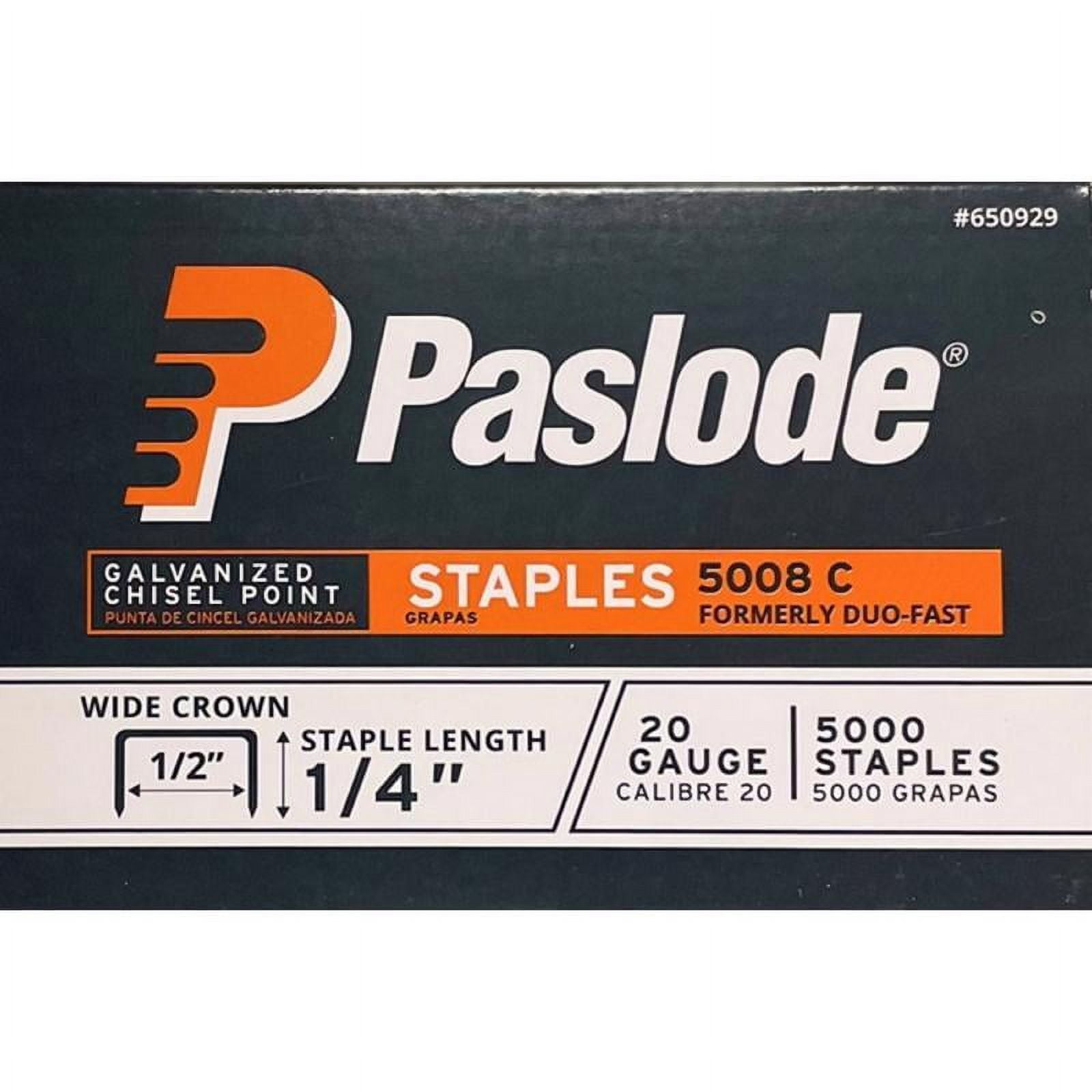 Paslode 650929 Staples 1/2" W X 1/4" L 20 Ga. Wide Crown Silver ...