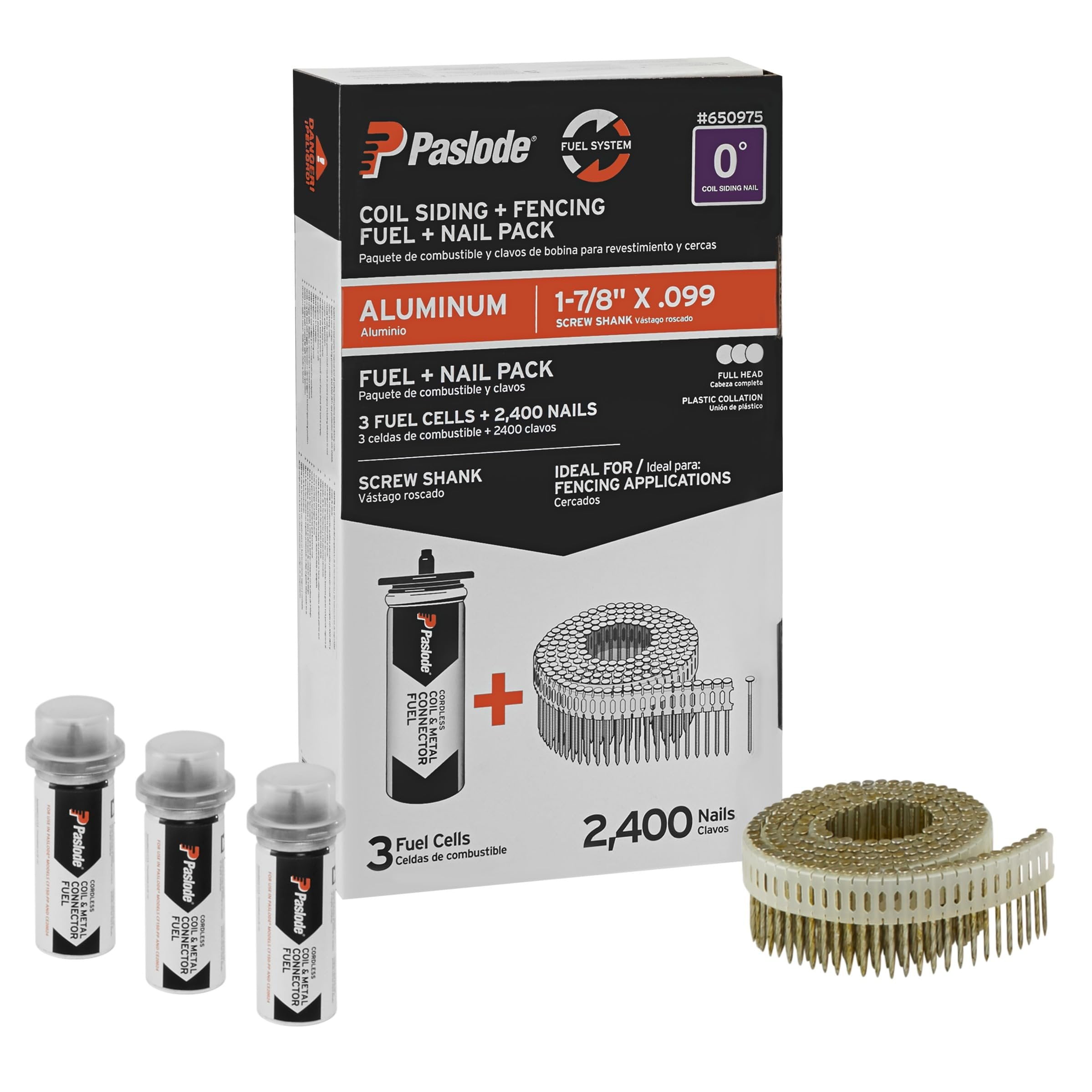 Paslode 1-7/8in x .099in 0 Degree Aluminum Screw Shank Coil Fencing ...