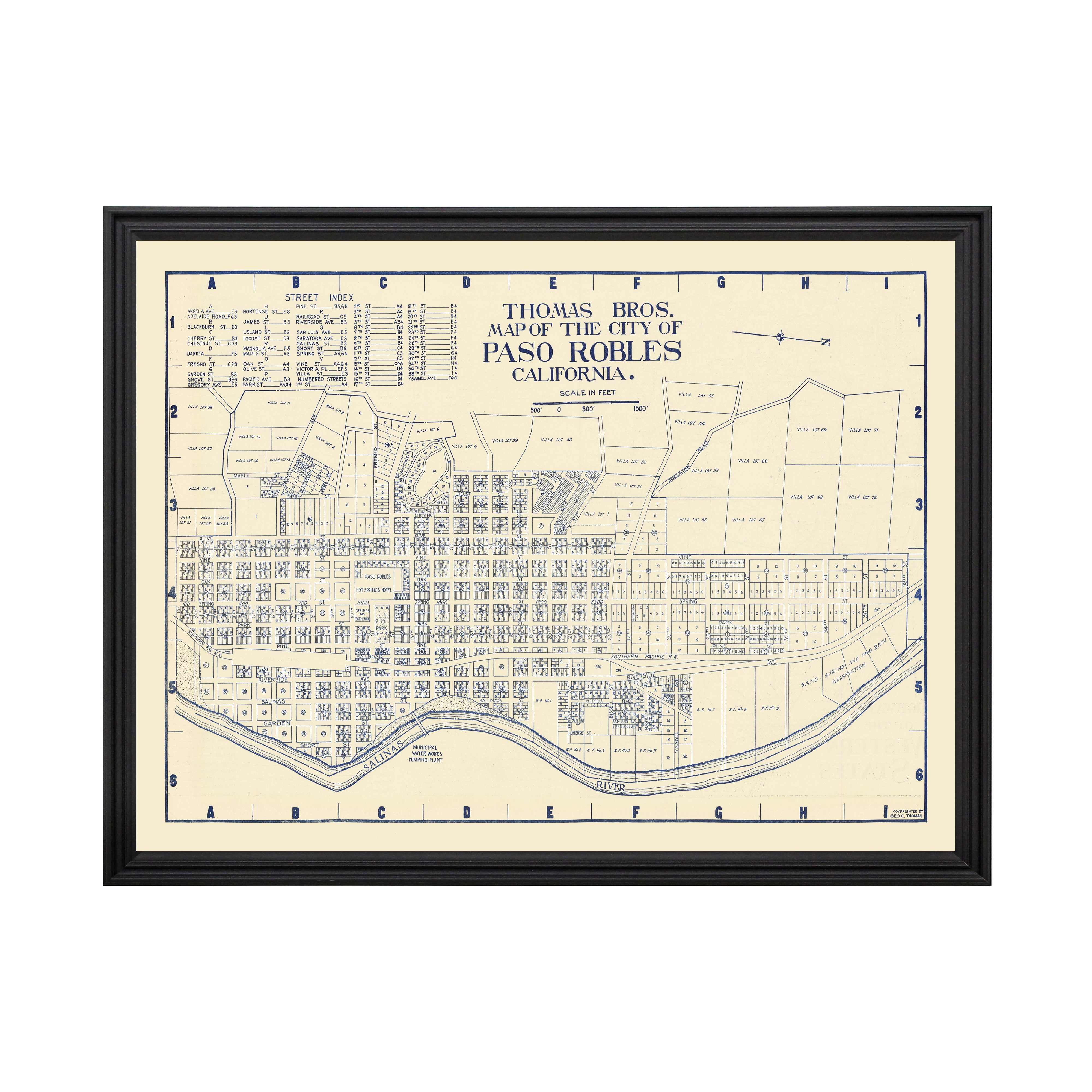 Paso Robles Art, 1920 Vintage Map of Paso Robles California, CA History ...