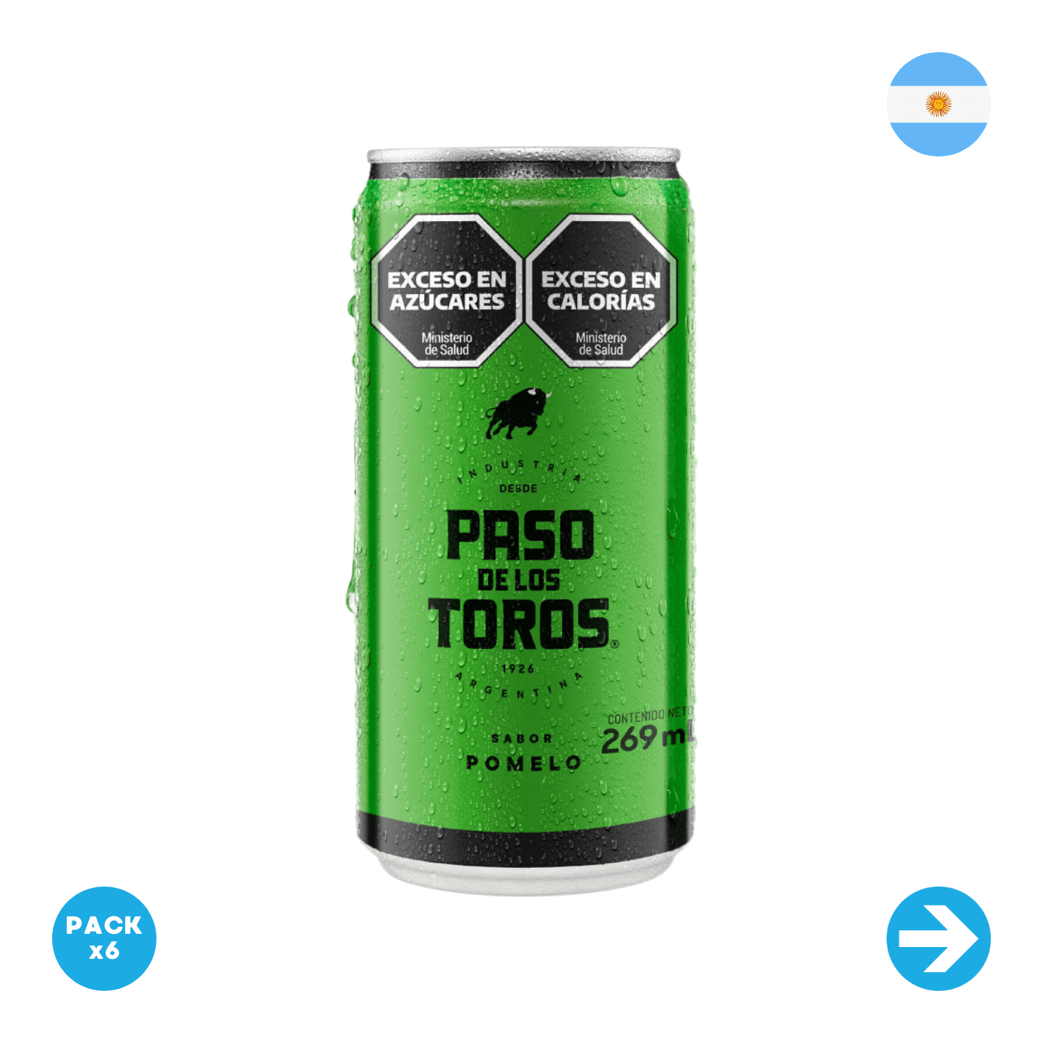 Paso de los Toros Grapefruit Soda Can 269ml - 9.09oz - Pack 6 Units ...