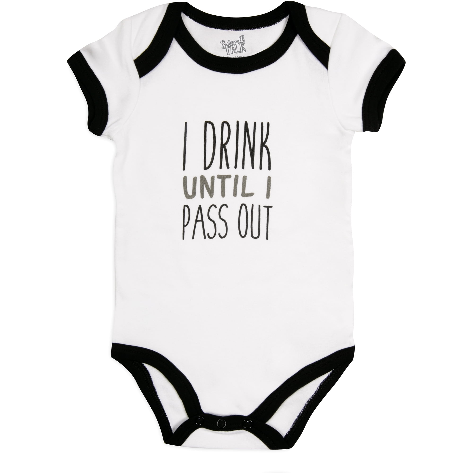 Pass Out - 12-24 Months Black Trimmed Onesie - Walmart.com