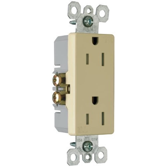 Pass & Seymour Ivory Tamper Resistant Decorator Duplex Receptacle 15A ...
