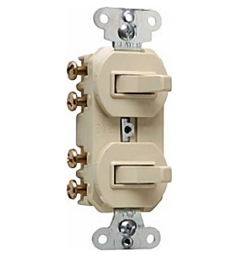 Pass and Seymour 693-I Ivory Combination Dual Three-Way Toggle Light ...