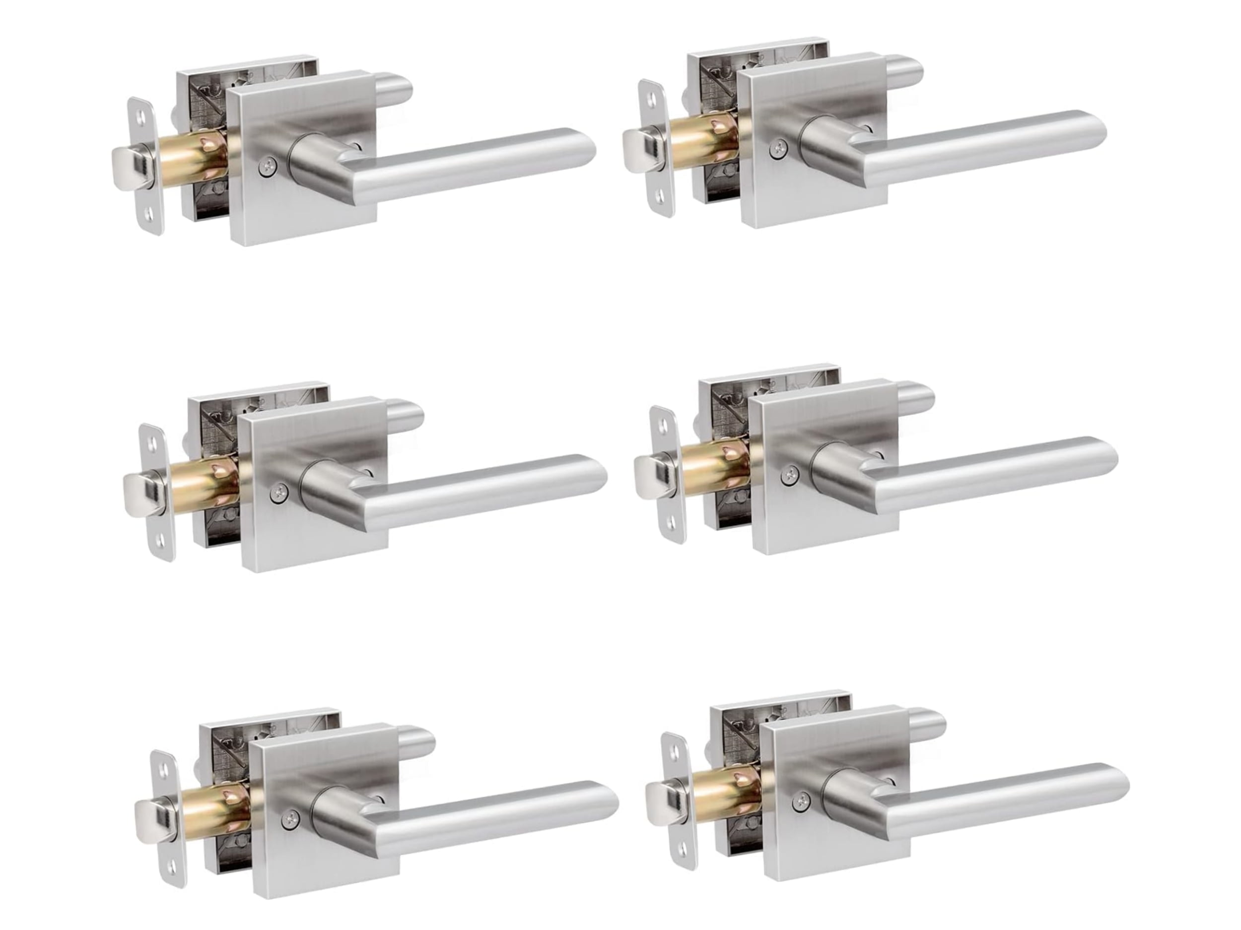 Passage Door Lock Set, 6 Pack Reversible Lever Handles for Bedroom ...