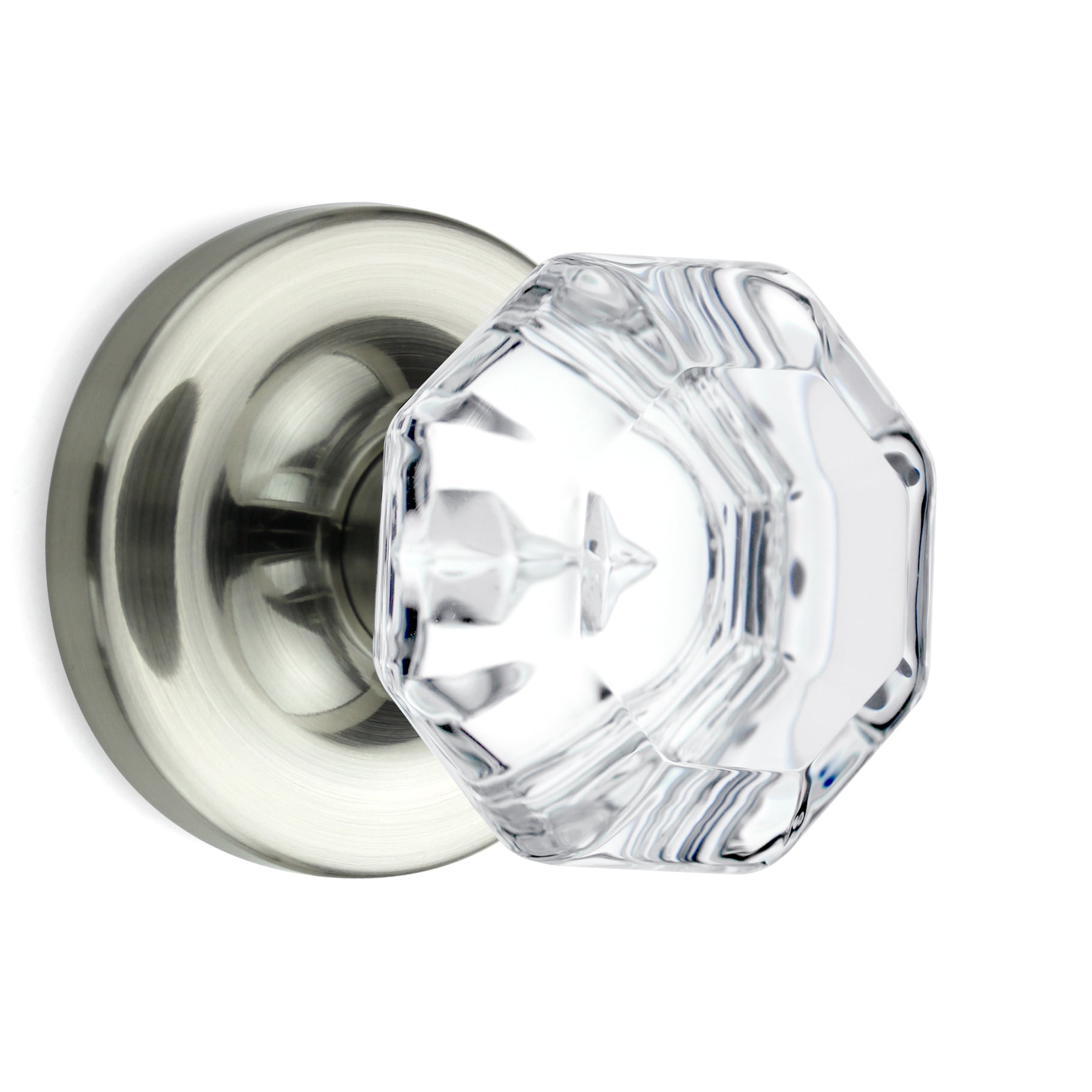 Passage Octagon Crystal Door Knobs Satin Nickel Round Rosette - Walmart.com