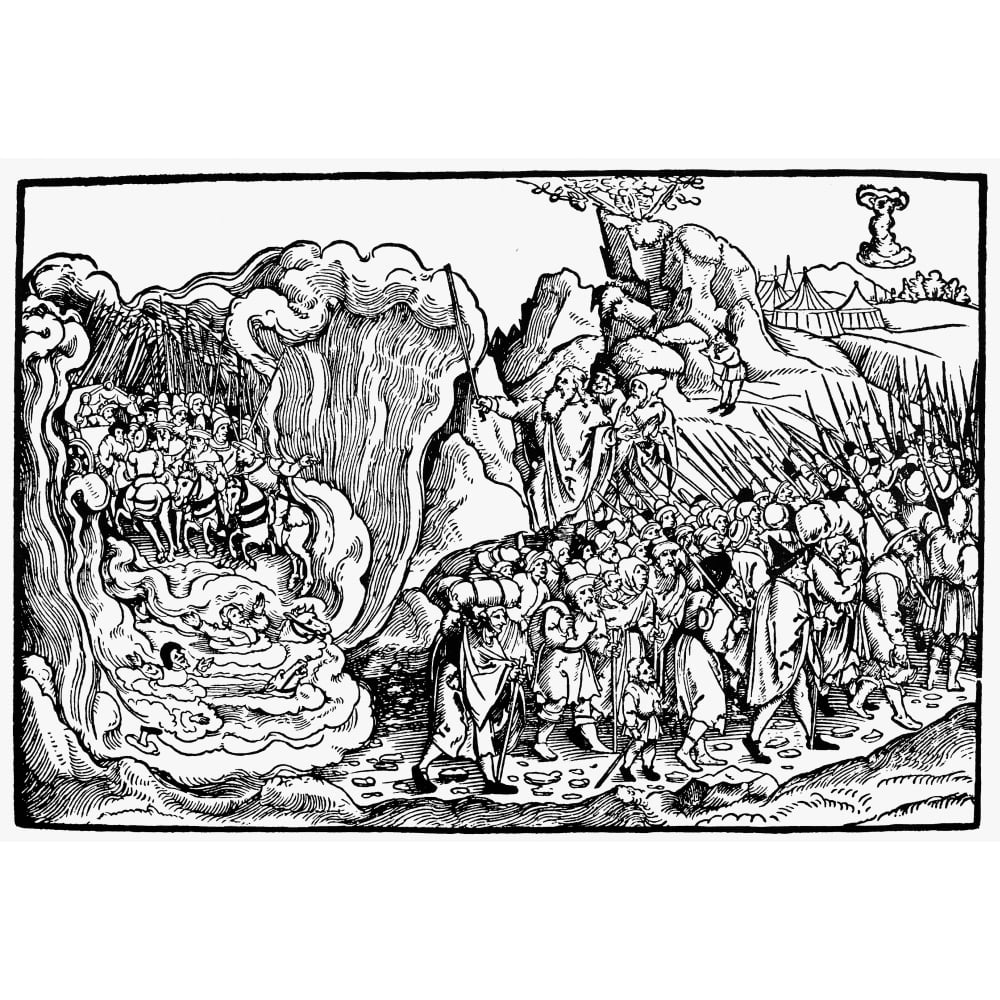 Passage Of The Red Sea. Moses Leading The Israelites Across The Red Sea ...