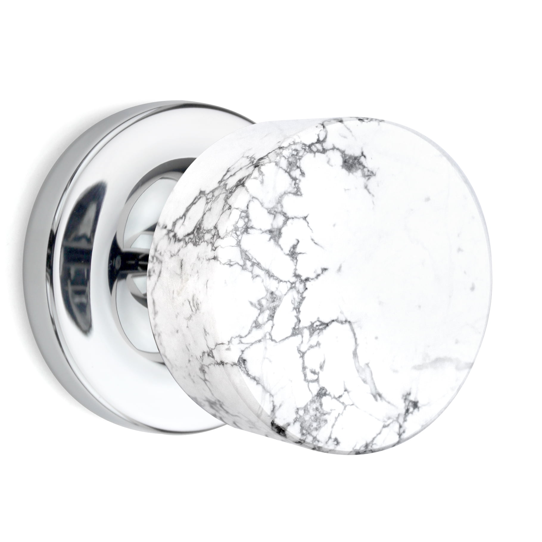 Passage Round White Marble Stone Door Knobs Polished Chrome Round Rosette - Walmart.com
