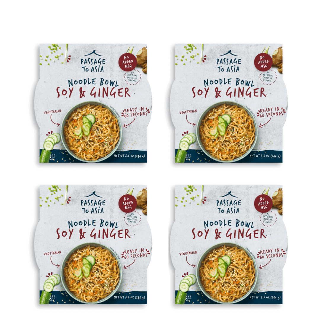 Passage to Asia Instant Noodles - Soy and Ginger Noodle Bowl - Vegetarian Hokkien Asian Noodles ...