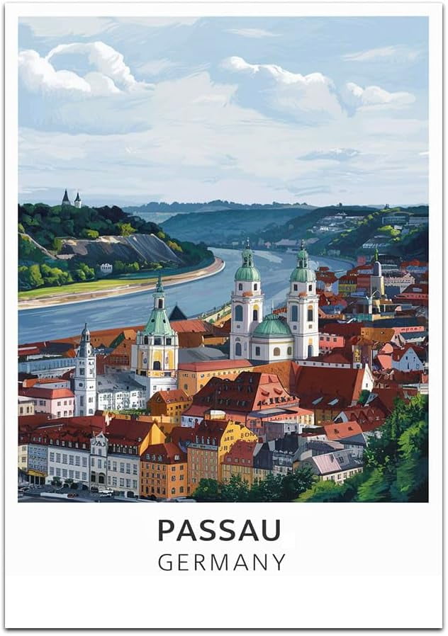 Passau Map Retro Style Travel Canvas, Passau Map Vintage Rustic Canvas ...