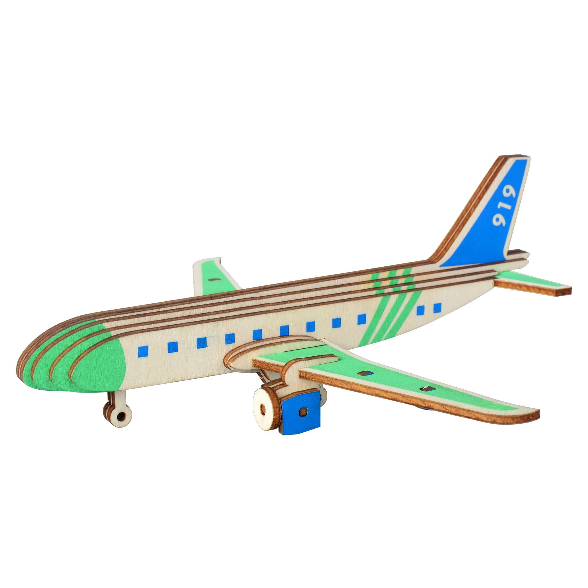 Passenger Airplane Model Kit - Wooden Laser-Cut 3D Puzzle (27 Pcs ...