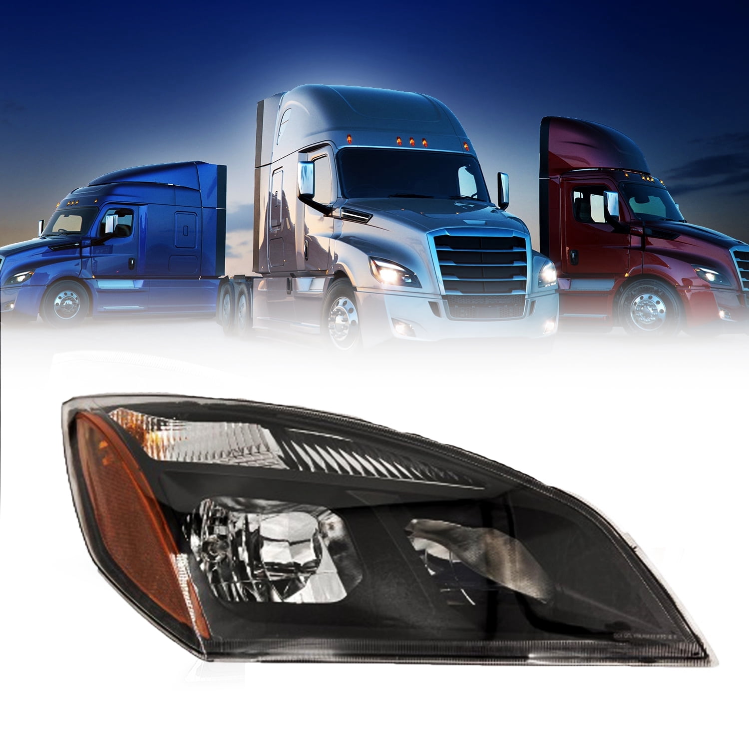 Passenger Side Black Halogen Headlight for Freightliner Cascadia 2018 ...