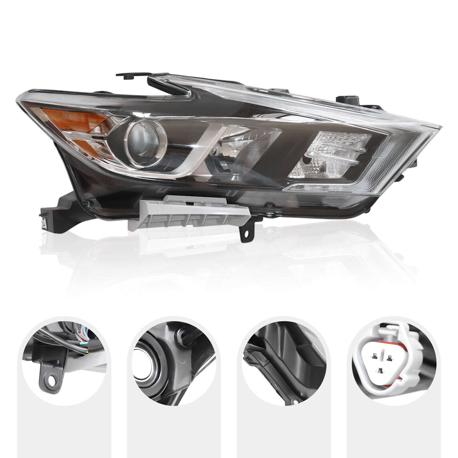Passenger Side For 2016 2017 2018 Nissan Maxima S SL SV Headlight Halogen w/ LED DRL - Walmart.com