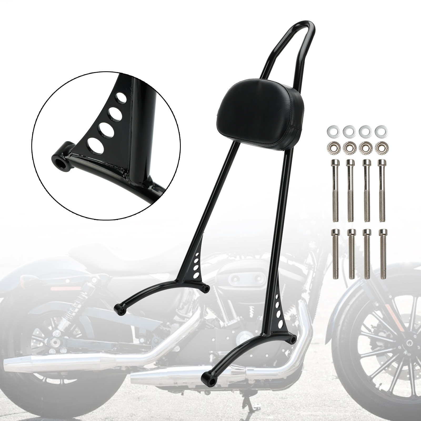 Passenger Sissy Bar Backrest for Sportster Iron 883 1200 XL 48 72 2004 ...