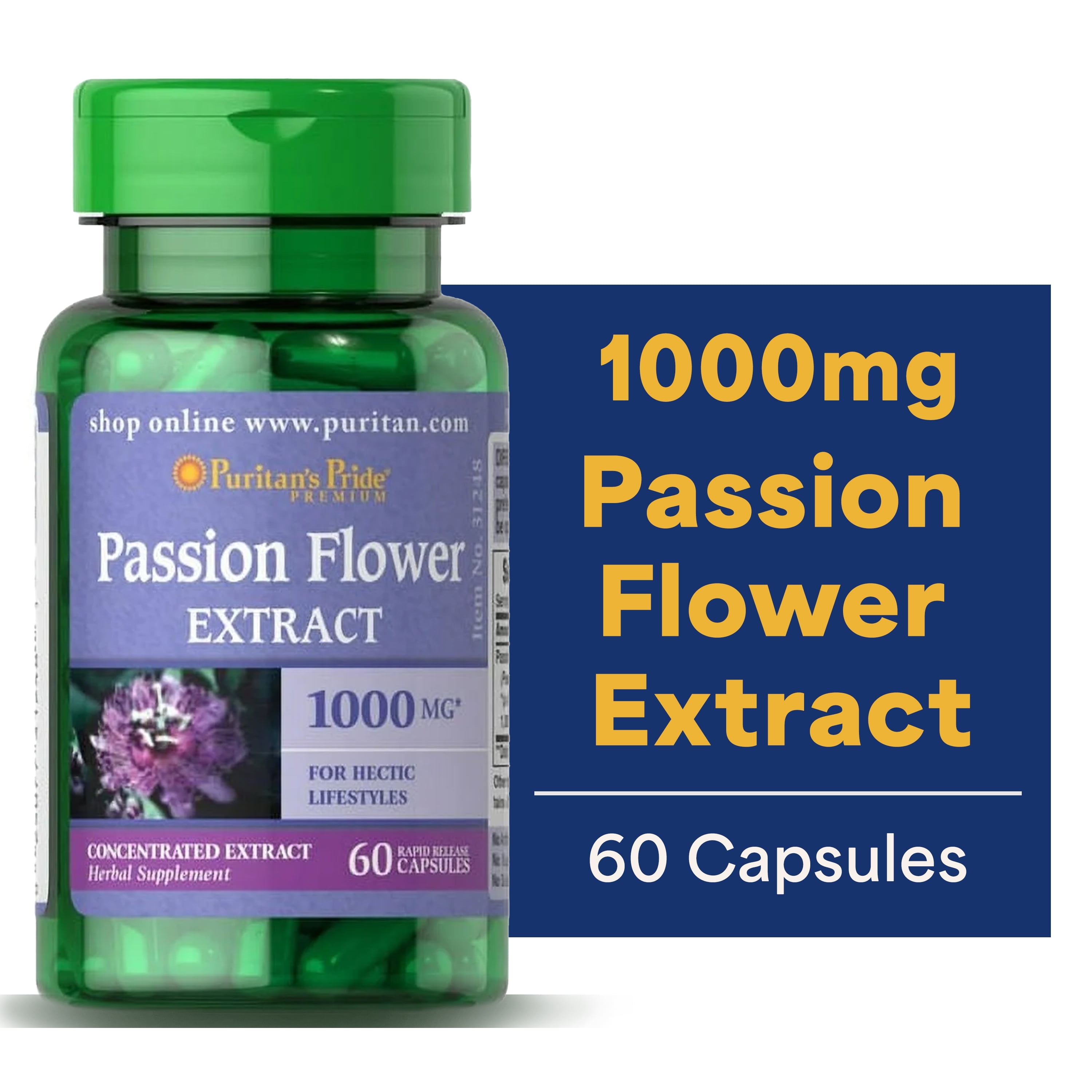 Puritan's Pride Passion Flower 1000 Mg Herbal Supplement, 60 Count for ...