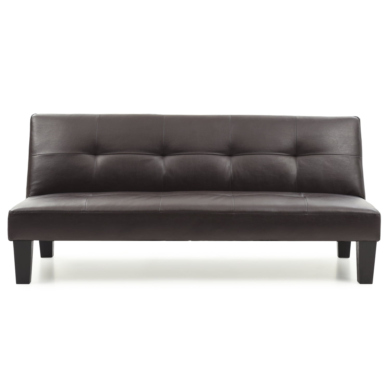 Alan 67 in. W Armless Faux Leather Straight Sofa in Cappuccino ...