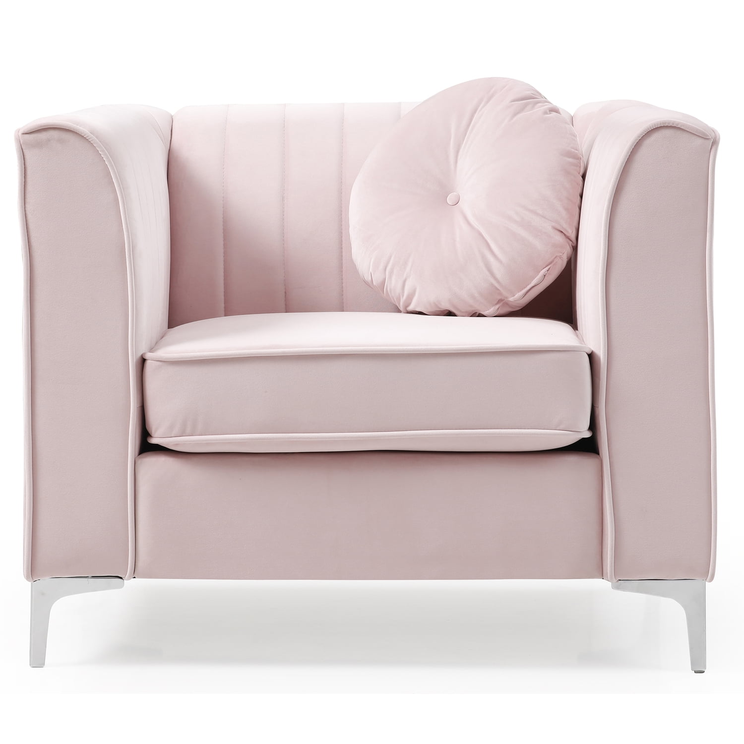 Passion Furniture Delray Pink Vertical Channel Quilted Accent Chair ...