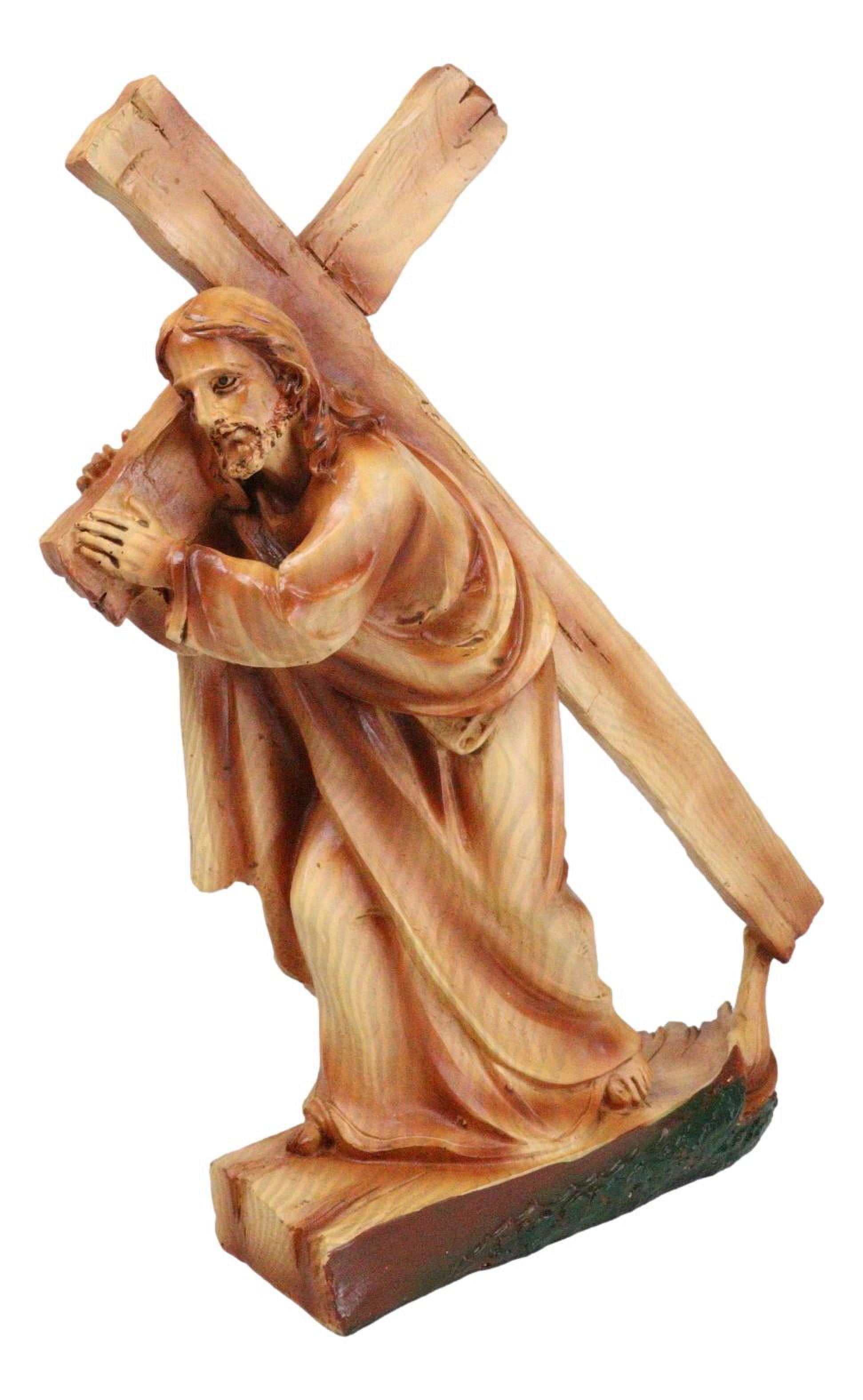 Passion Of Jesus Christ Carrying The Cross In Faux Cedar Wood Finish ...