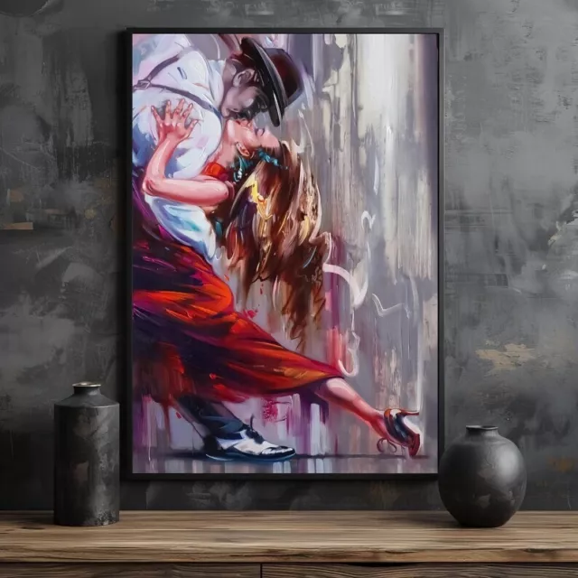 Passionate Street Tango Poster Painting ' Dynamic Dance Couple In ...