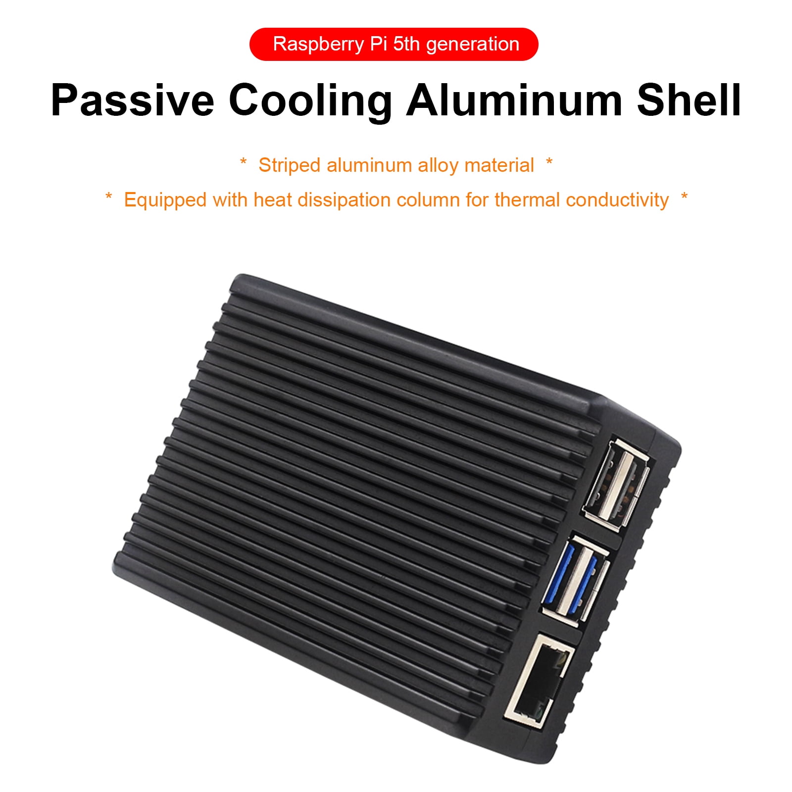 Passive Cooling Aluminum Shell Raspberry Pi5 Metal Shell Aluminum Alloy Box - Walmart.com