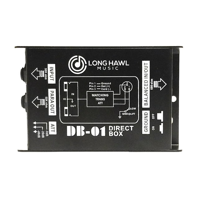 Passive Mono DI Direct Box 1/4 inch to XLR - Ground Lift Switch, Pad ...