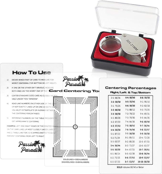 Passive Paradise Card Grading Centering Tool Set - 30x Magnifying Tool ...