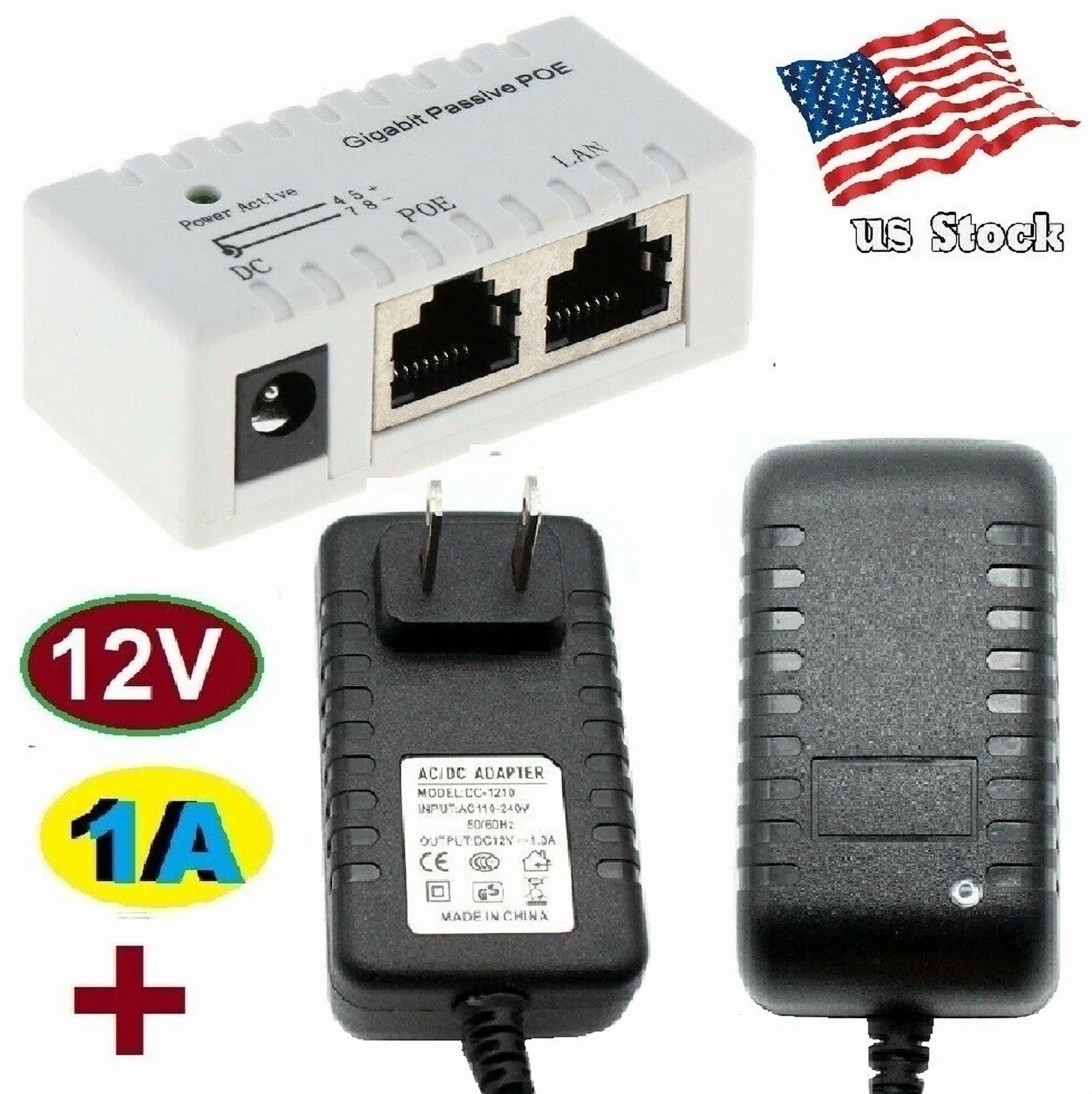 Passive PoE Injector for IP Camera, VoIP, Network AP 12-48V(In) +12V-1A ...