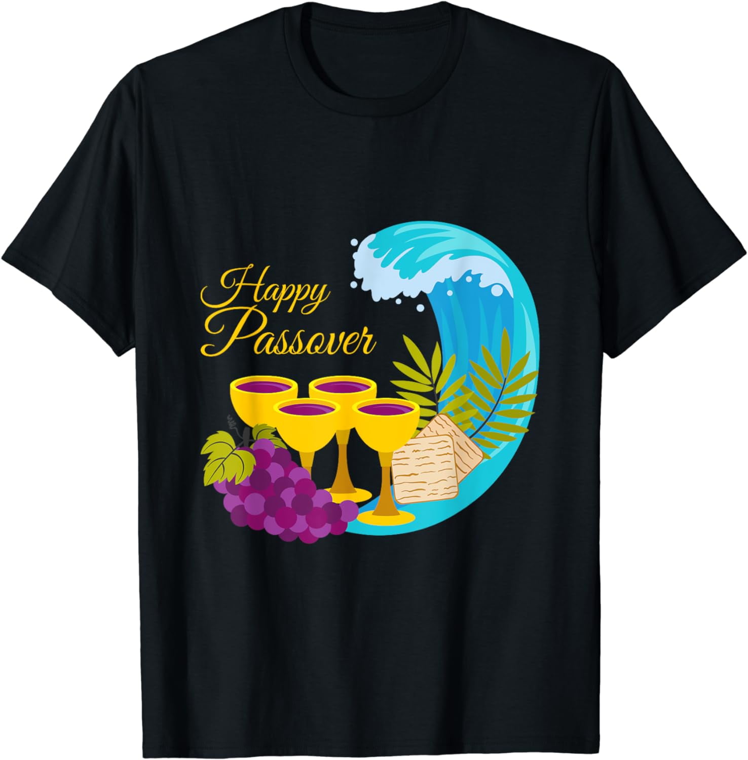 Passover 4 Cups With Matzo And Red Sea Wave Passover T-Shirt - Walmart.com