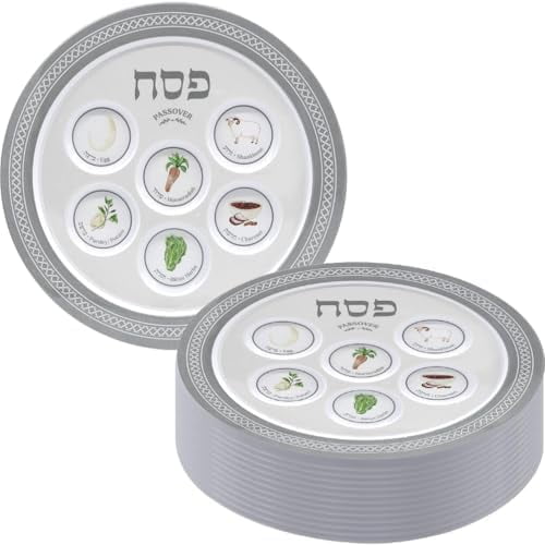 Passover Classic Silver Seder Plate, Melamine Silver Design Passover ...