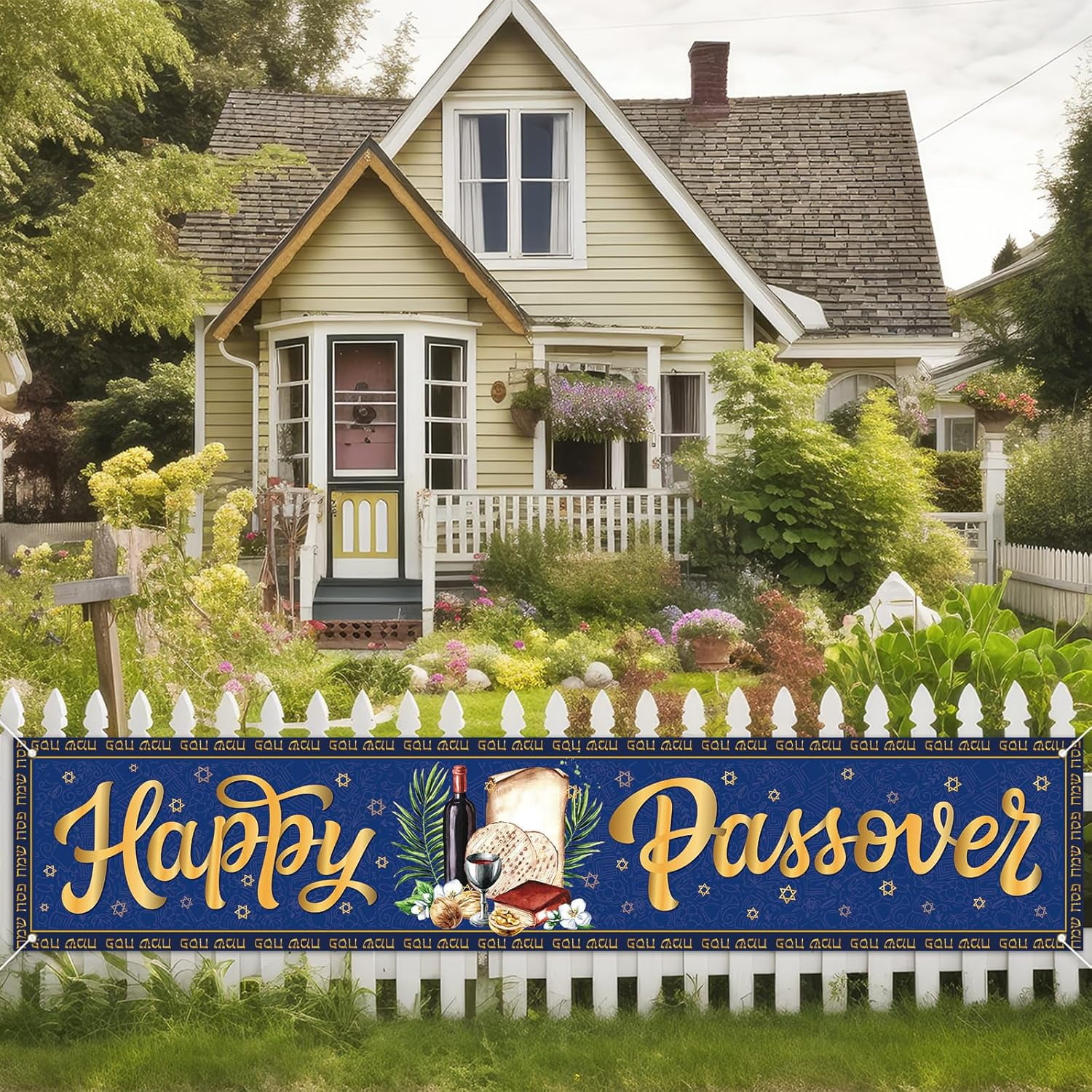 Passover Decorations Outdoor Happy Passover Fance Banner Israeli ...