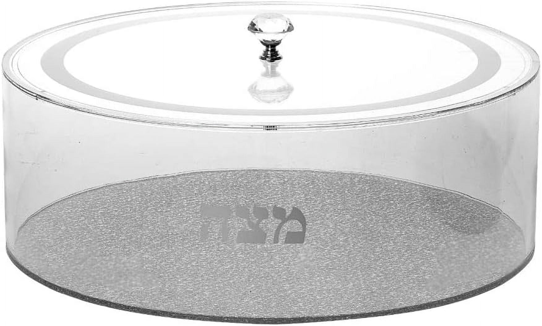 Passover Lucite Matzah Holder Box with Cover - Gorgeous Silver Shimmer ...