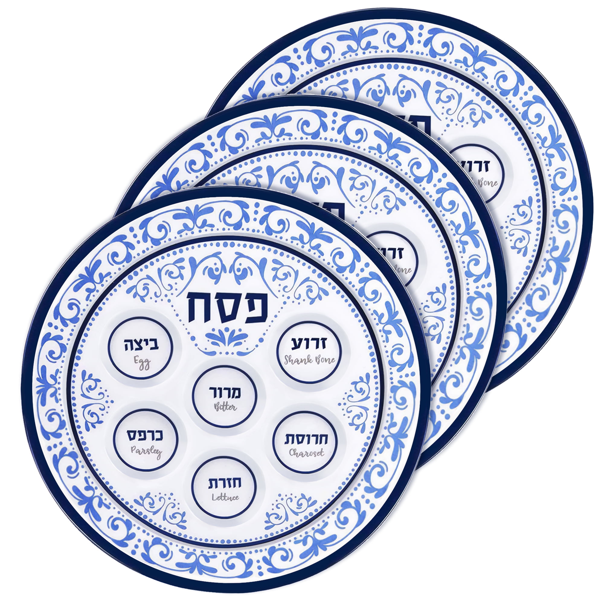 Passover Seder Plates 12" Melamine - 6 Section Plate Marked with ...