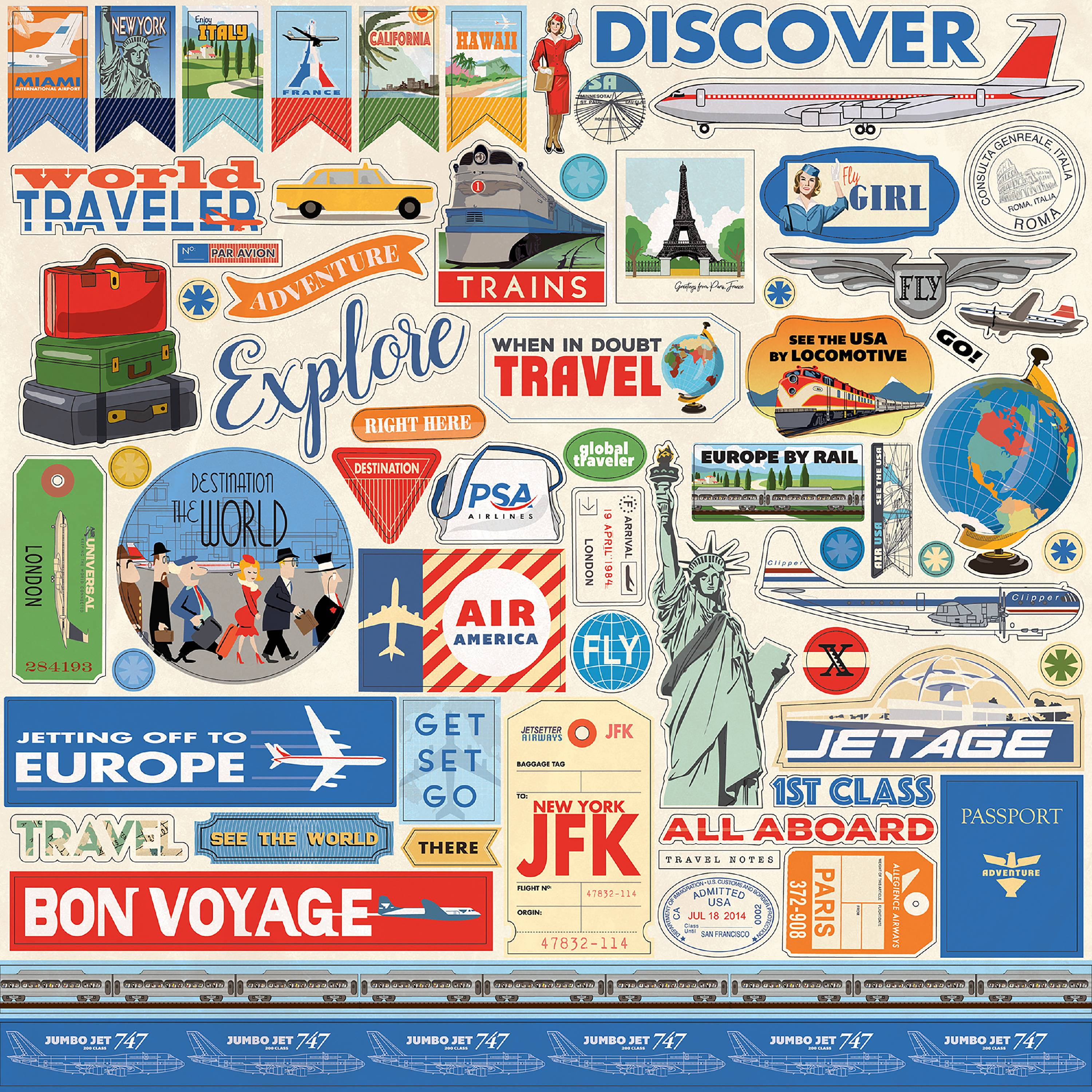 Passport Cardstock Stickers 12"X12"-Elements - Walmart.com