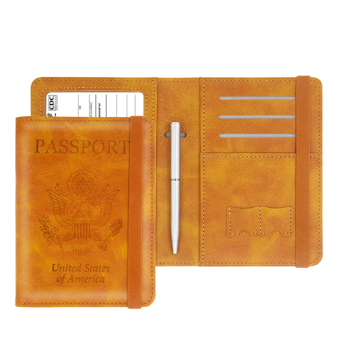 Passport Holder Waterproof PU Leather Travel Wallet RFID Blocking ...