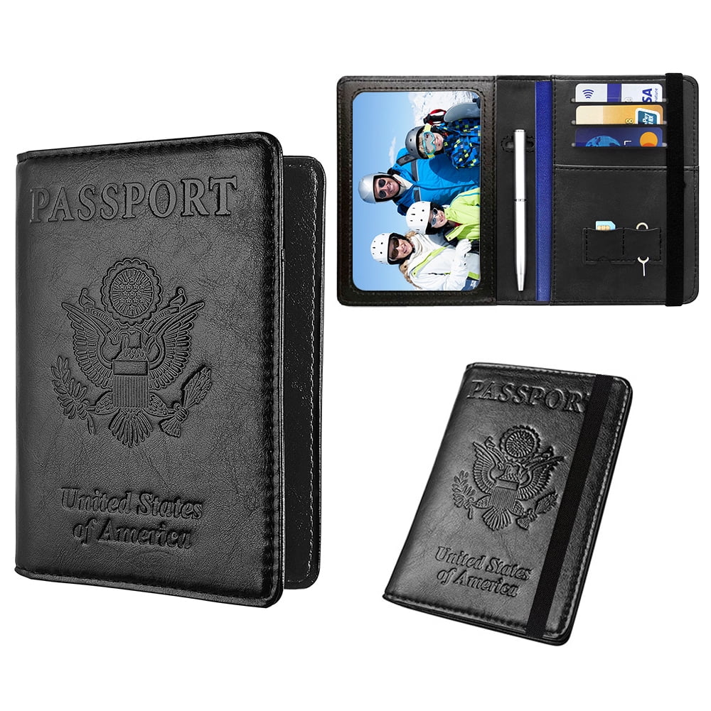 Passport Holder Waterproof PU Leather Travel Wallet RFID Blocking ...