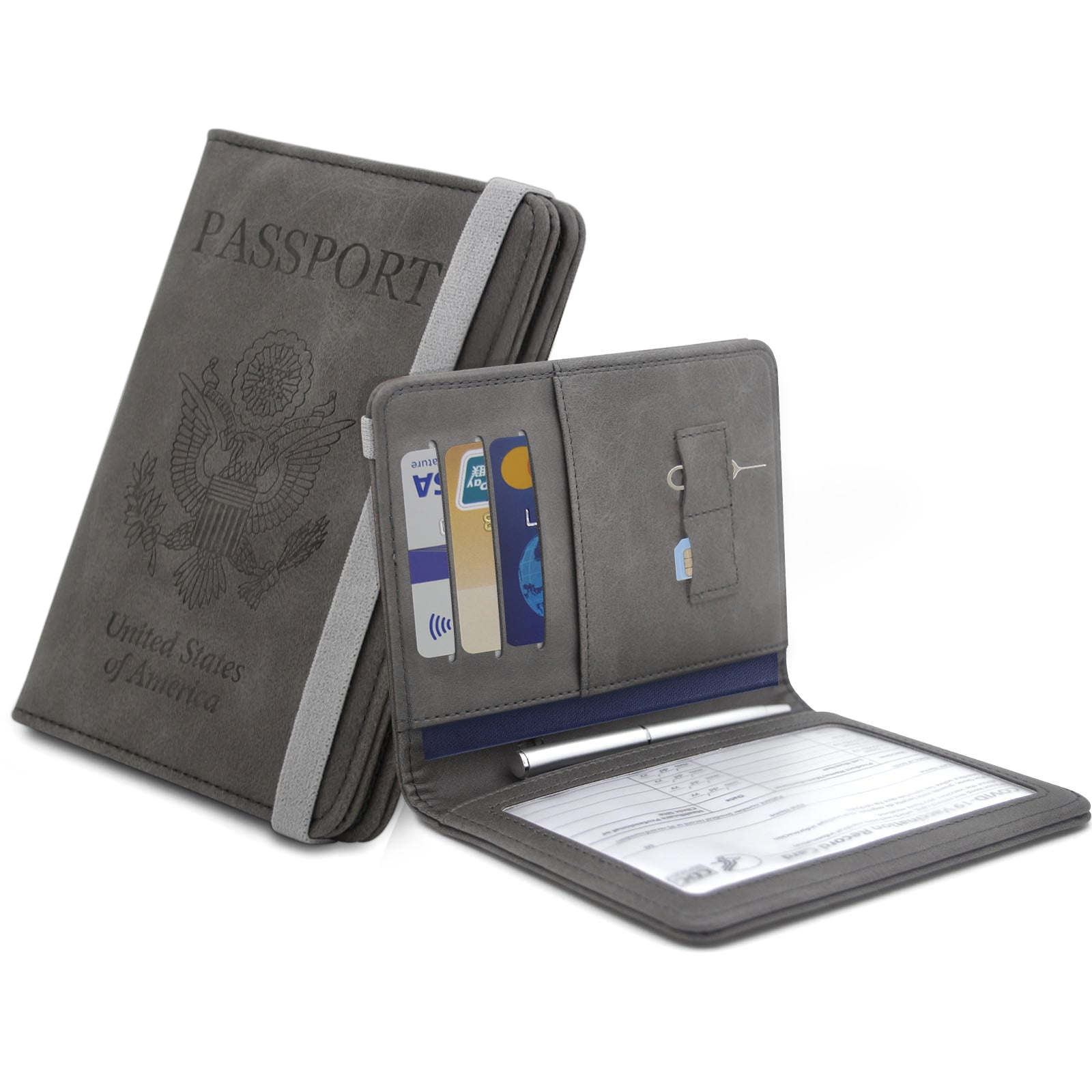 Passport Holder Waterproof PU Leather Travel Wallet RFID Blocking ...