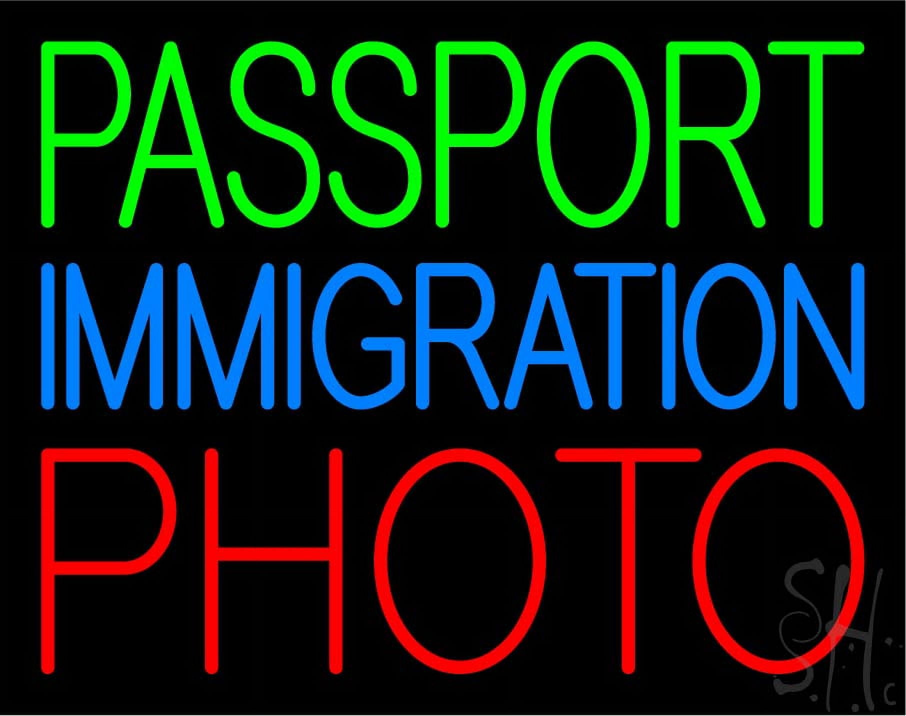 Passport Immigration Photo LED Neon Sign 24 x 31 - inches, Clear Edge ...
