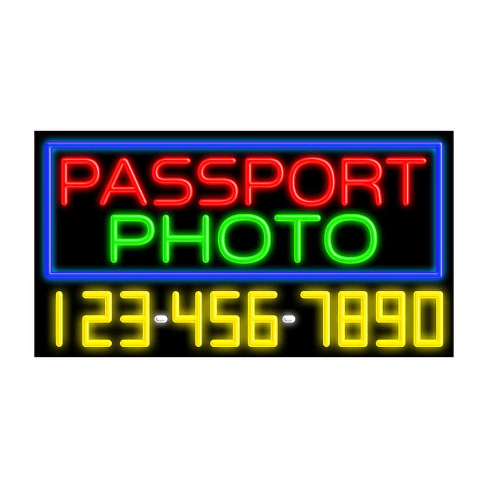 Passport Photo-Glass Neon Sign Made in USA - Walmart.com