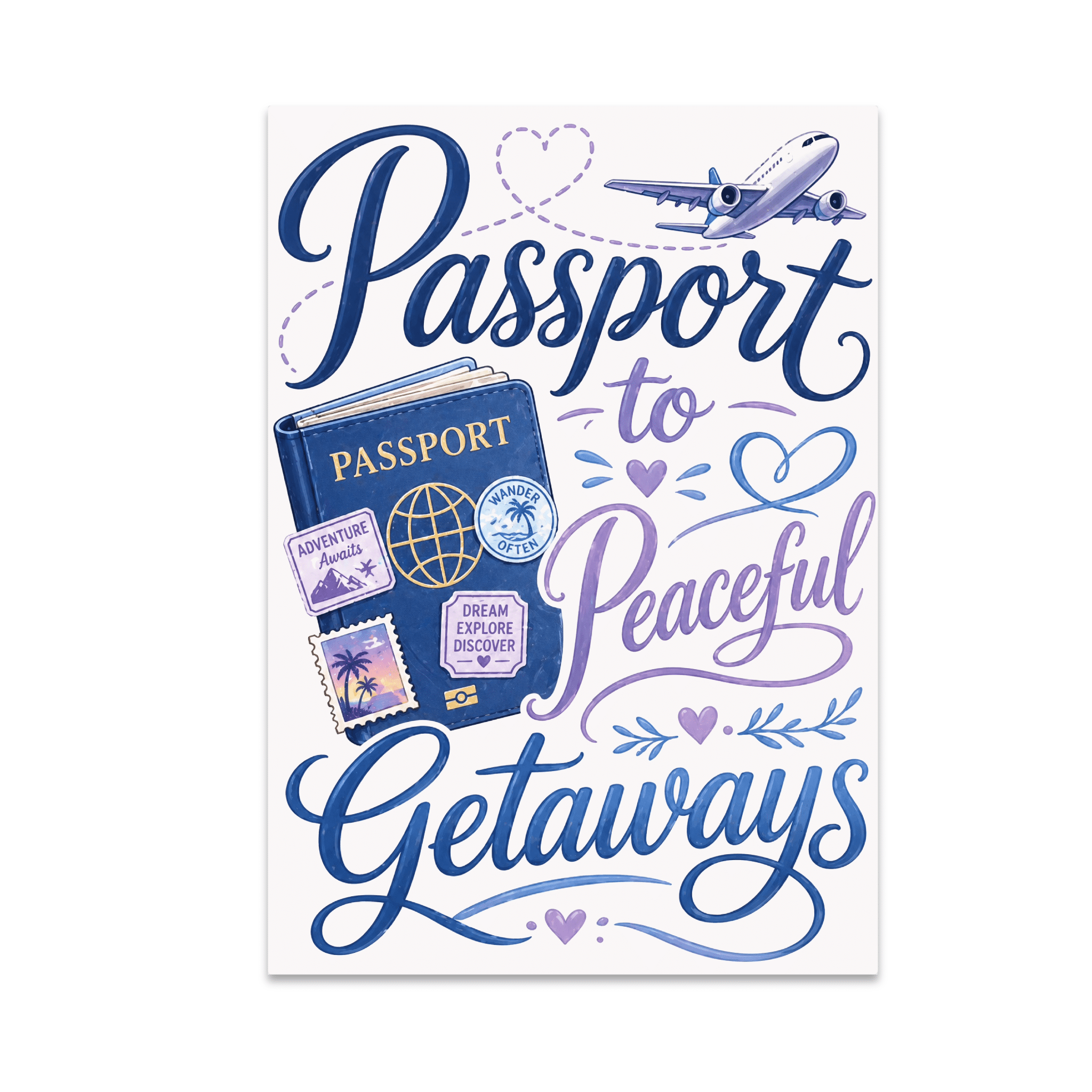 Passport to Peaceful Getaways Art - Travel Journal Lover - 13x19 Poster ...
