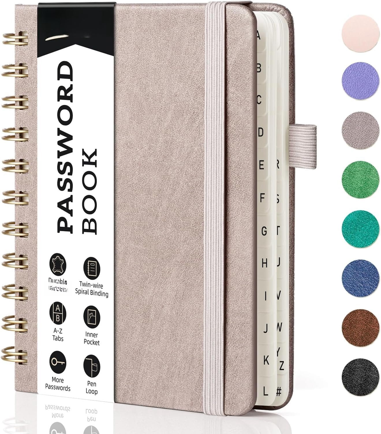Password Book with Alphabetical Tabs, Spiral Password Keeper Book for ...