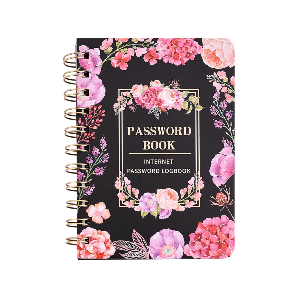 Password Book Floral Spiral Bound Notebook with Letter Stickers, A6 ...