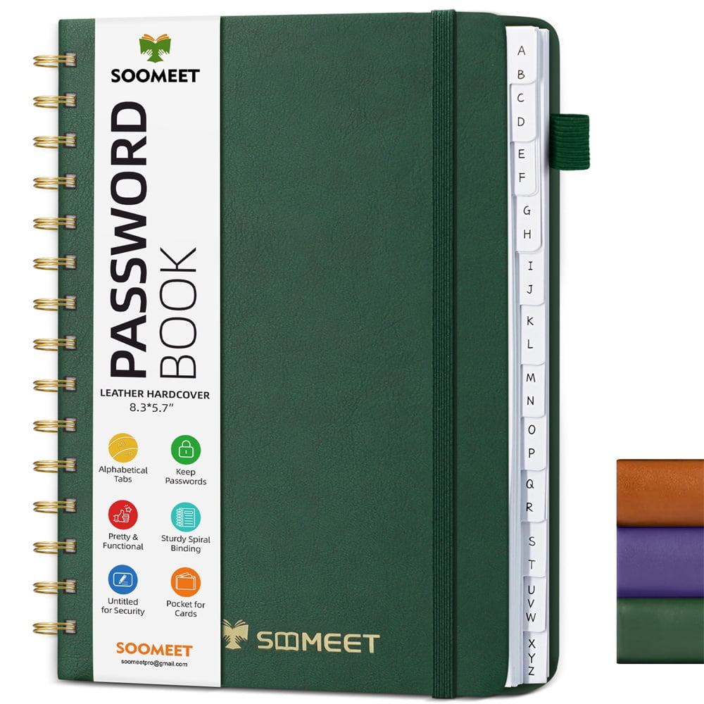 Password Book with Individual Alphabetical Tabs, 5.7"x8.3" Medium Size ...