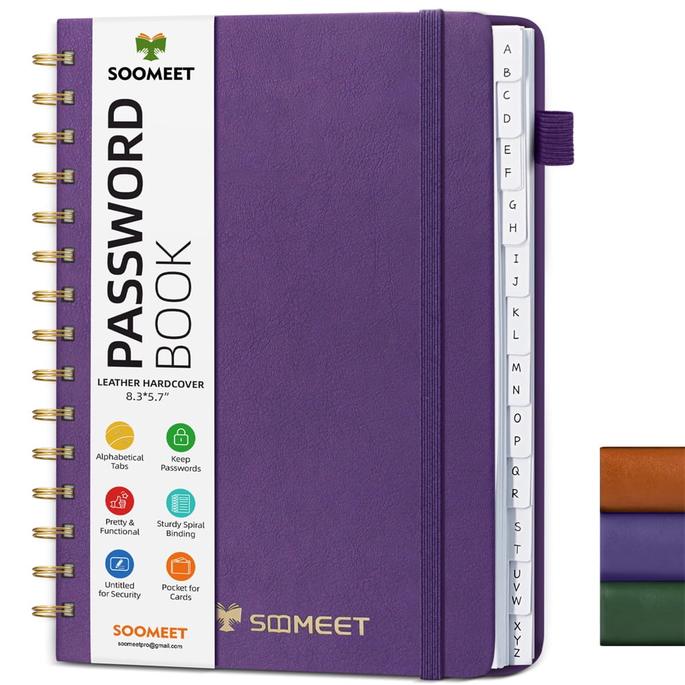 Password Book with Individual Alphabetical Tabs, 5.7"x8.3" Medium Size ...