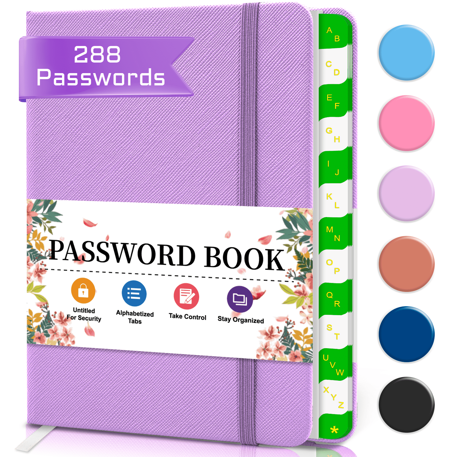 METEOROCK Internet Password Book with Alphabetical Tabs, Purple ...