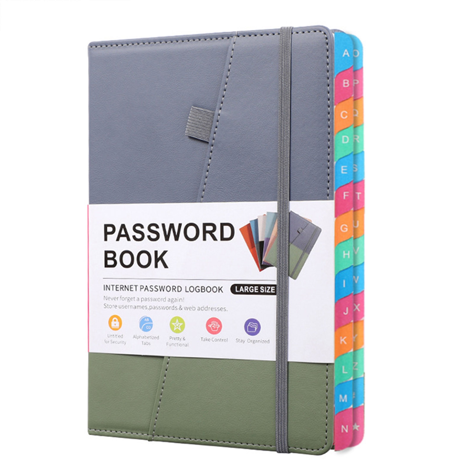 Password Book with Colorful Alphabetical Tabs Hardcover Password Keeper ...