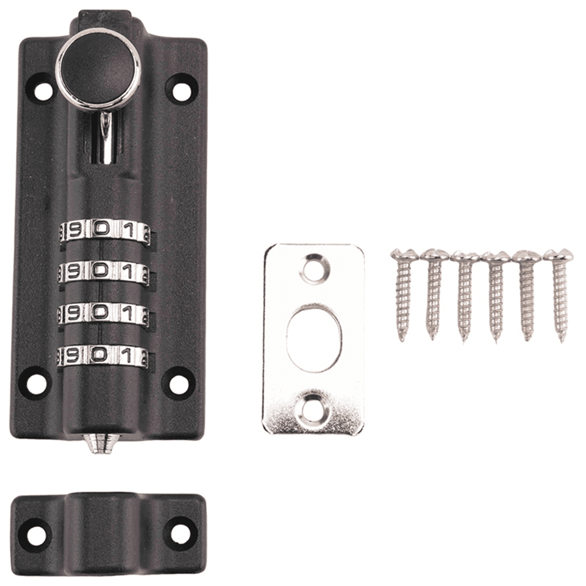 Password Lock Black Bolt Metal Door Latch Anti-Theft Combination Digit ...