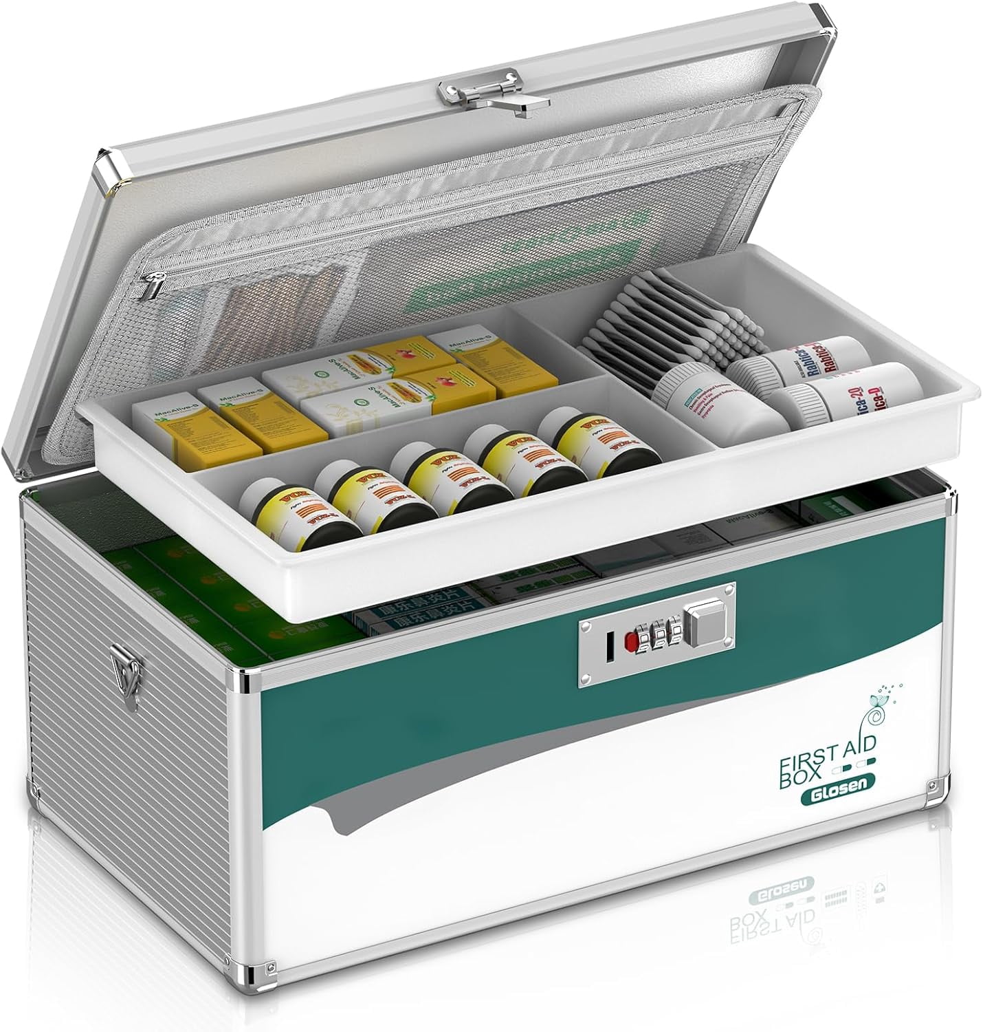 Password protected medicine lockbox, 2-layer medicine lockbox with ...