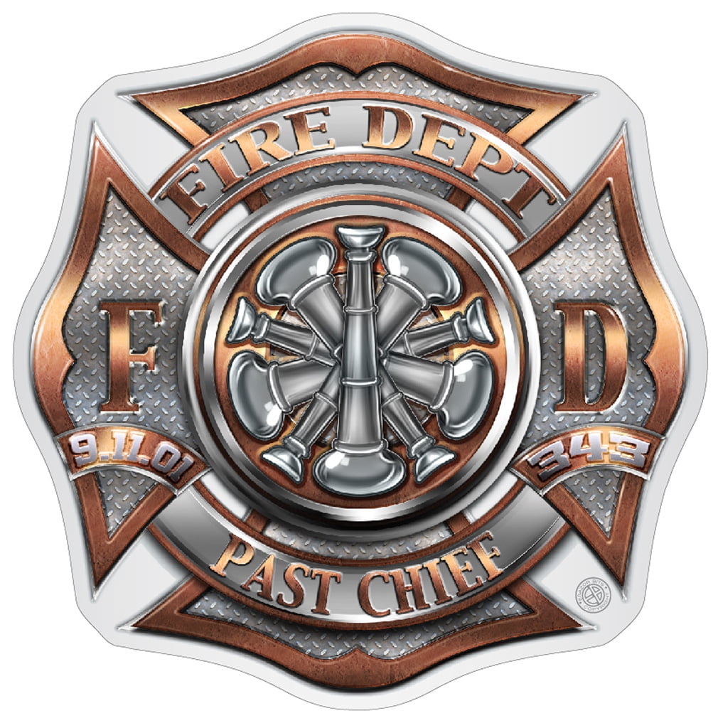 Past Chief Firefighter White vinyl Reflective Decal 2In - Walmart.com