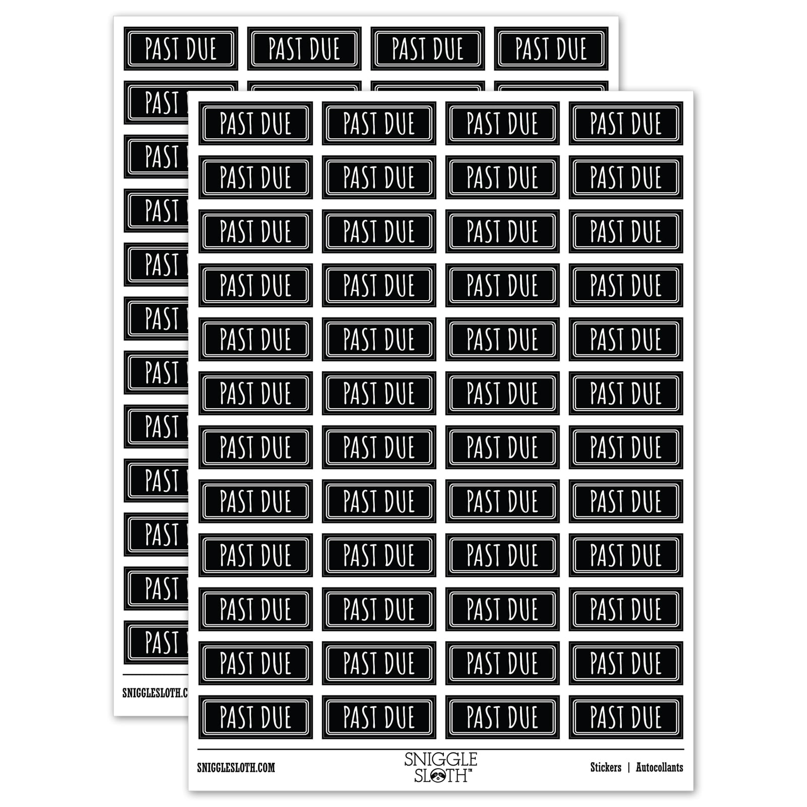 Past Due Double Line Border Billing Payment Sticker Set - Black - Matte ...