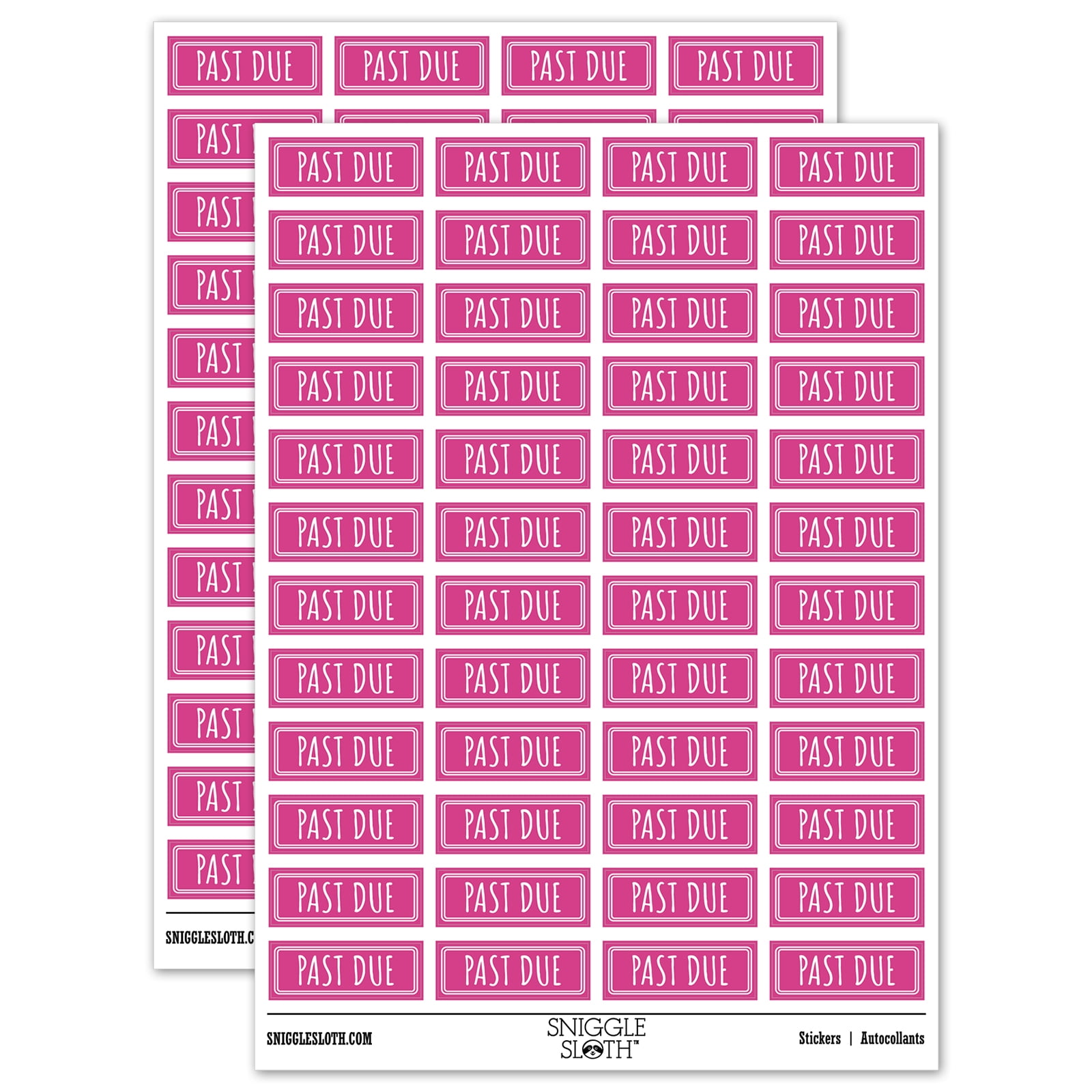 Past Due Double Line Border Billing Payment Sticker Set - Hot Pink ...