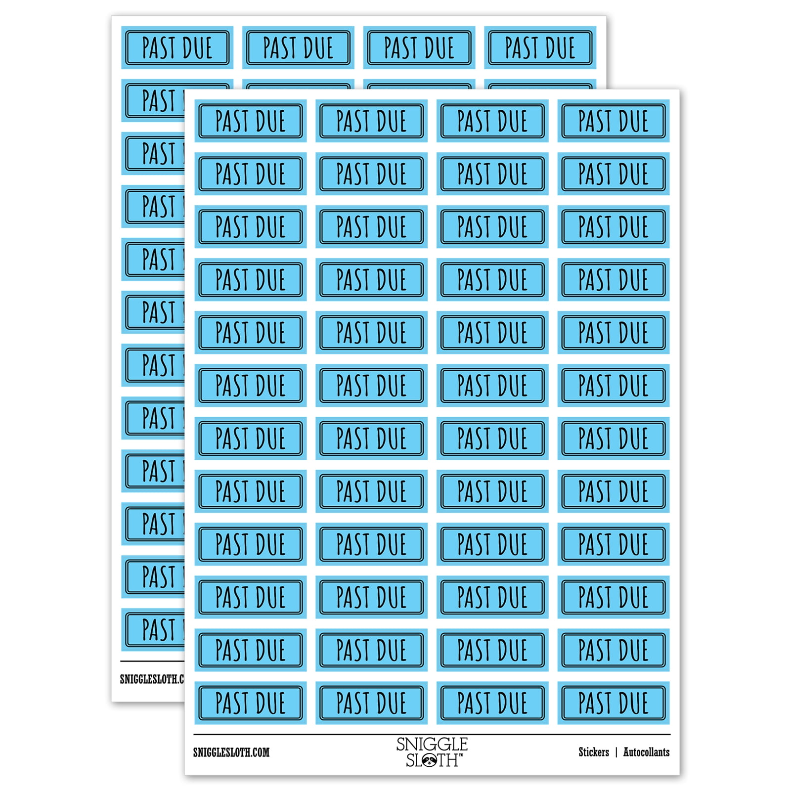 Past Due Double Line Border Billing Payment Sticker Set - Light Blue ...